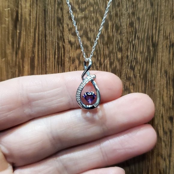 Jewelry | 18 Inch 925 Sterling Silver Floating Heart Amethyst And ...
